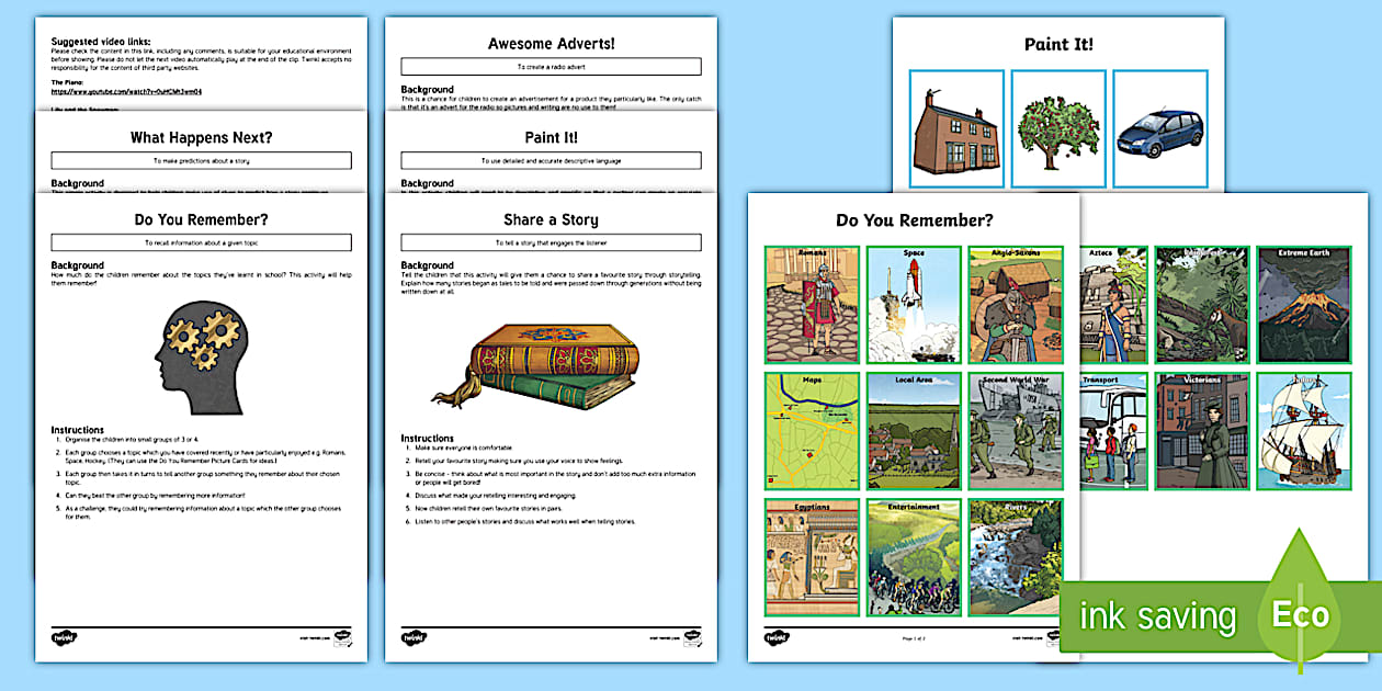 UKS2 No Pens Day Speaking and Listening Activity Pack