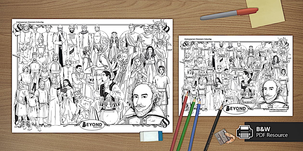 Shakespearean Characters Colouring (Teacher-Made) - Twinkl