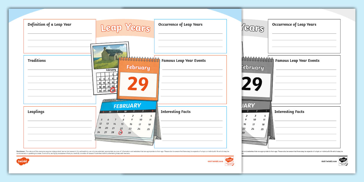 Leap Year Fact File Template - Twinkl Writing Templates