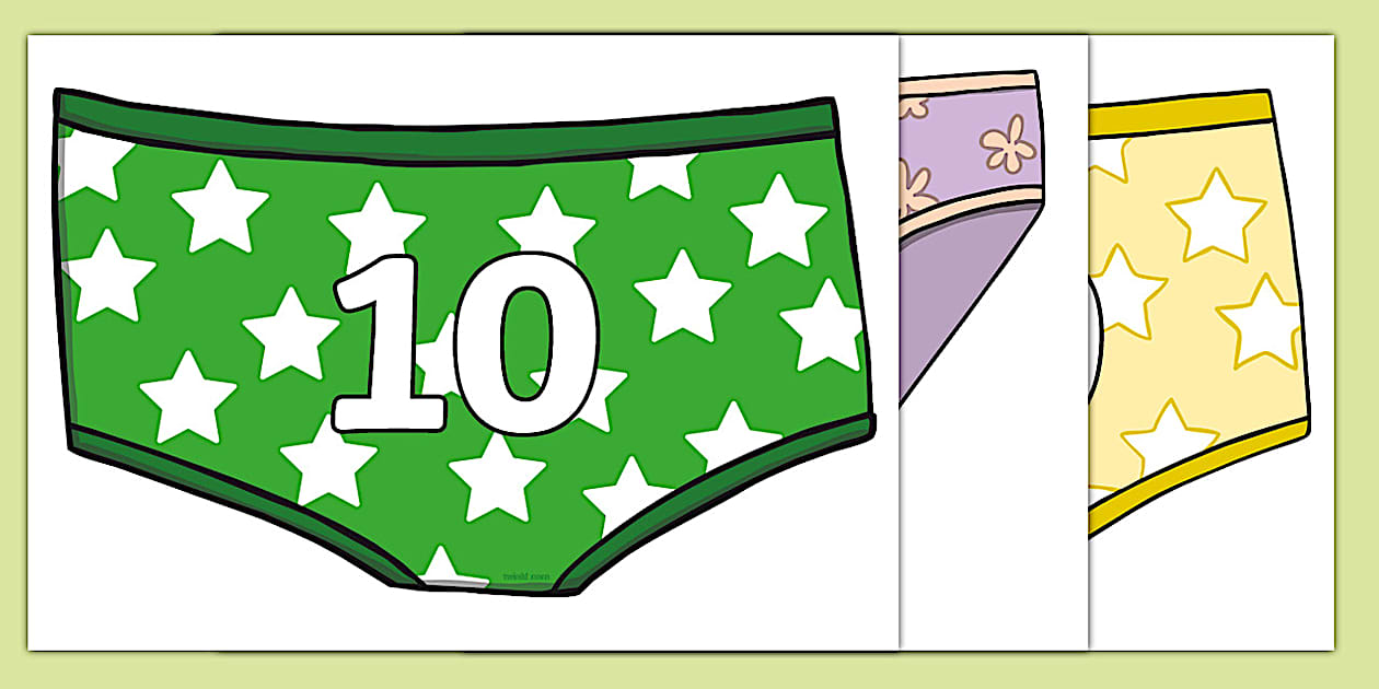 Multiples of 10 on Underpants Display Cut-Outs - Twinkl