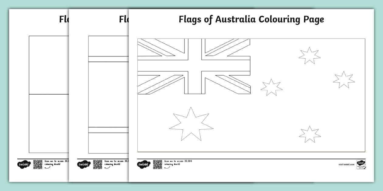 Flags of Australia Colouring Pages | Twinkl (teacher made)