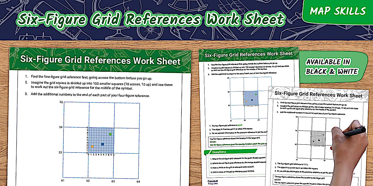 Map Skills: Six-Figure Grid References Worksheet