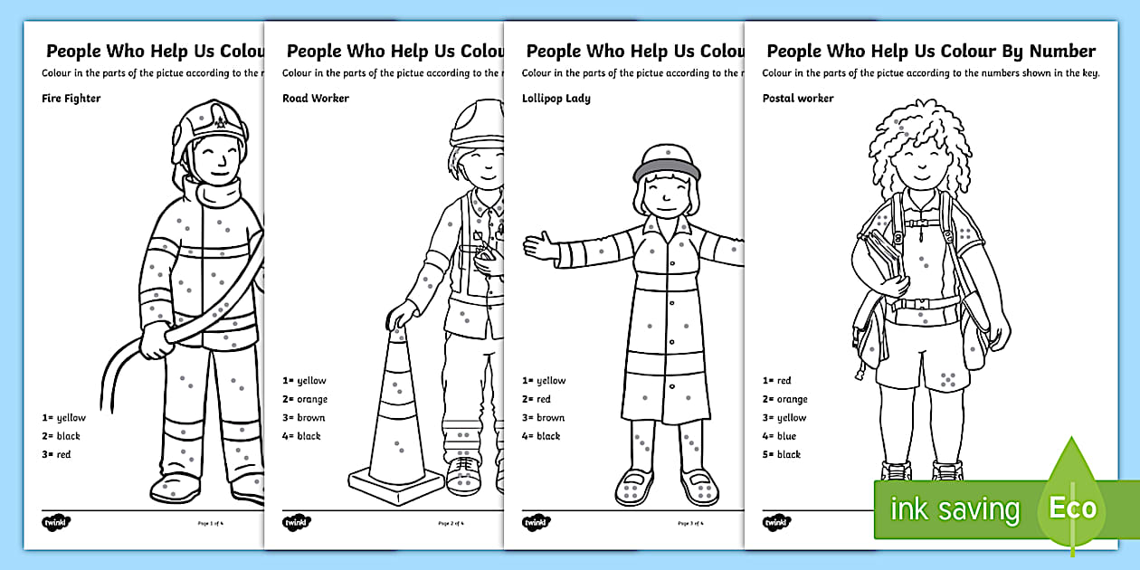People Who Help Us Colour By Number Dots Pack - Twinkl