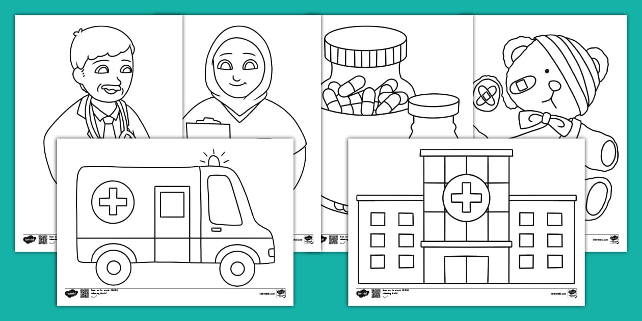 My First Hospital Colouring Pack - hospital colouring pages