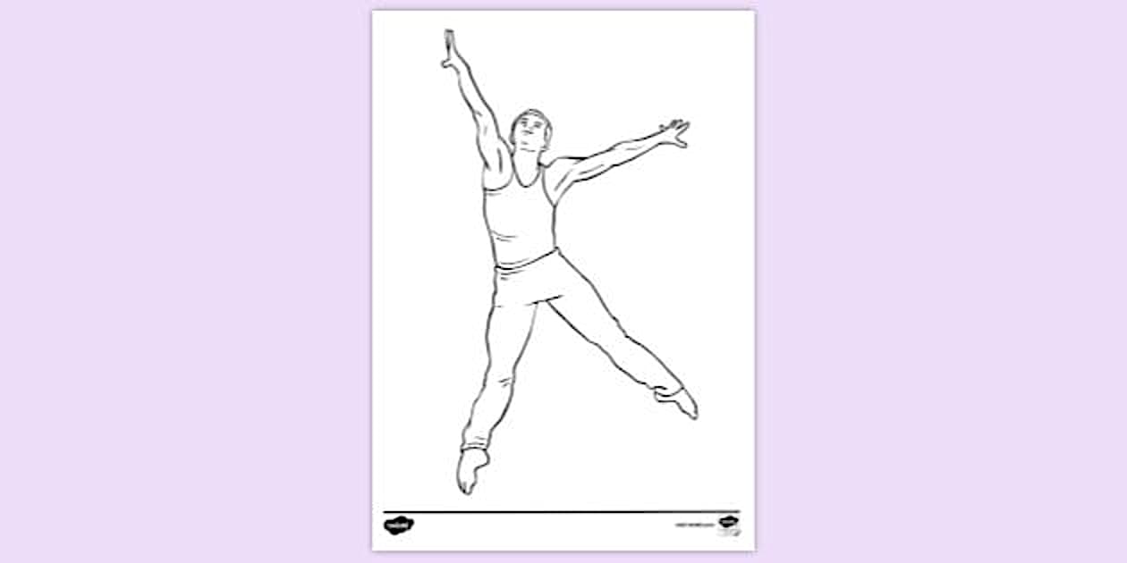 Male Ballerina Pose colouring sheet (teacher made) - Twinkl