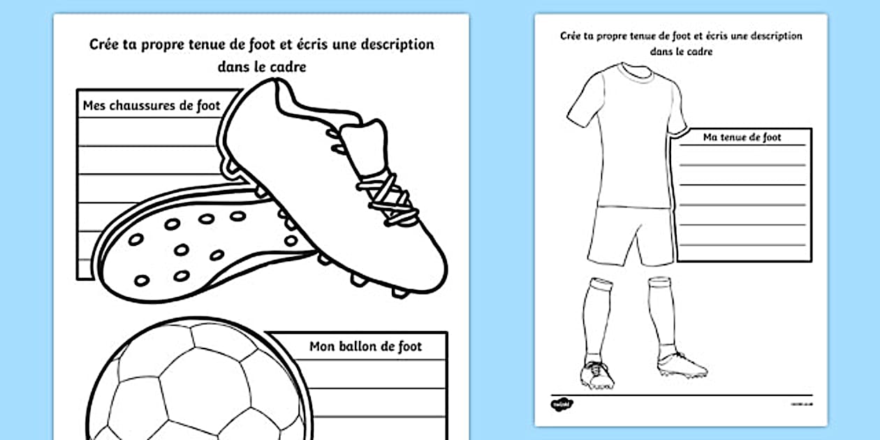 Design a Football Strip French Worksheet / Worksheet