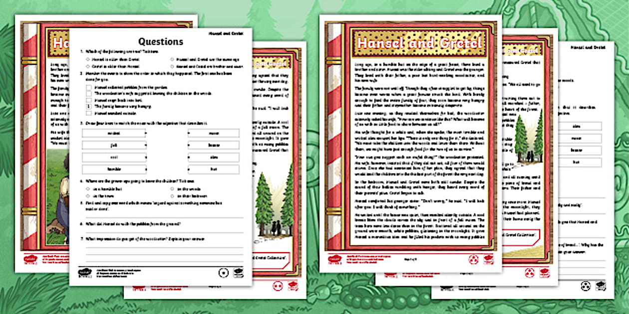 Hansel and Gretel Traditional Fairy Tale LKS2 Reading Comprehension