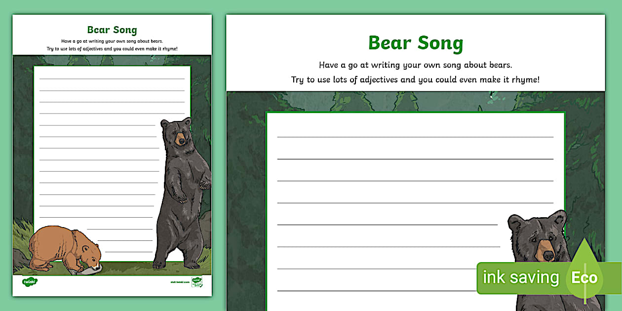 👉 Bear Song Template (teacher made) - Twinkl