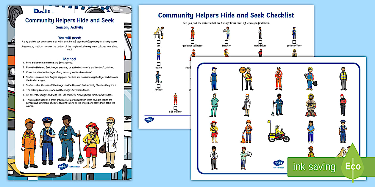 Community Helpers 'Hide and Seek' Sensory Activity - Twinkl