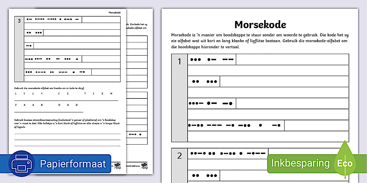 Morsekode Werkkaart (Hecho por educadores) - Twinkl