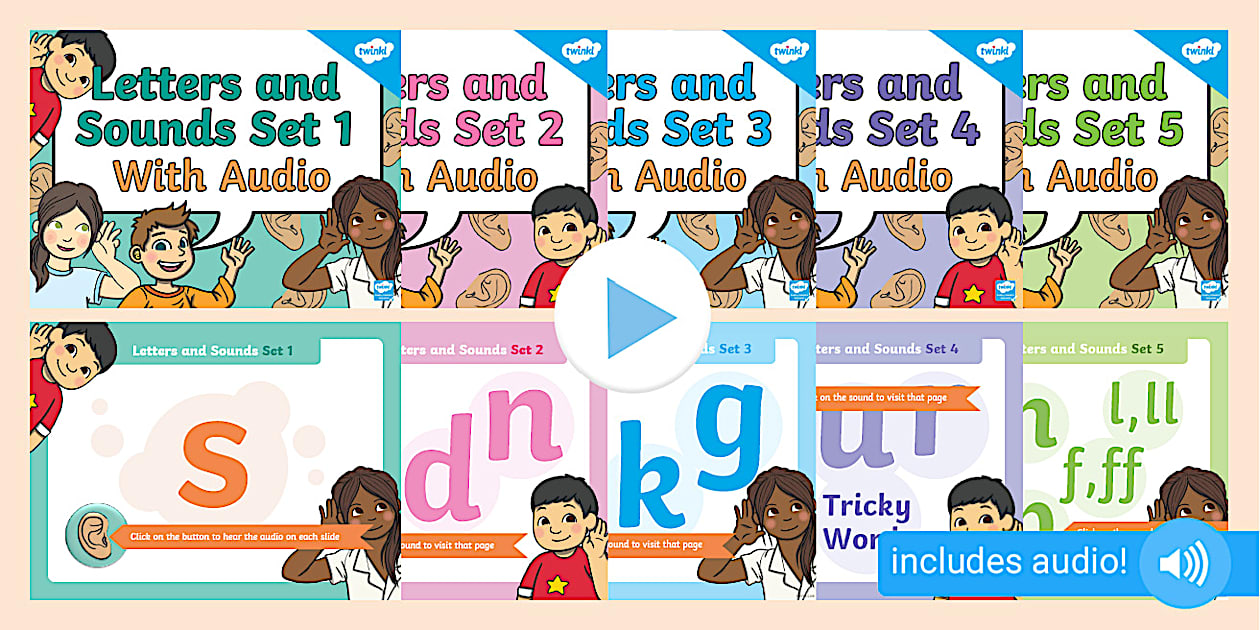 Phase 2 Sets 1-5 Letters and Sounds PowerPoints with Audio