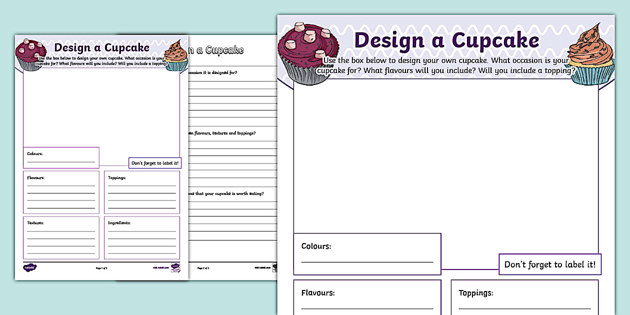 Design a Cupcake Worksheet (Teacher-Made) - Twinkl