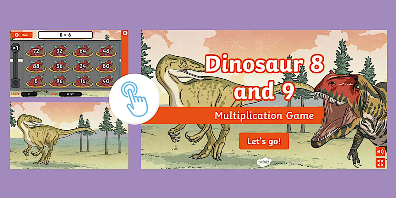 Dinosaur 8 and 9 Multiplication Game (teacher made) - Twinkl