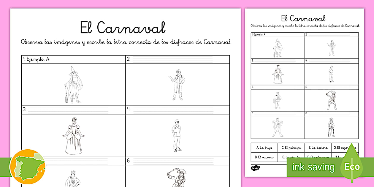 Ficha de actividad: Los disfraces de Carnaval