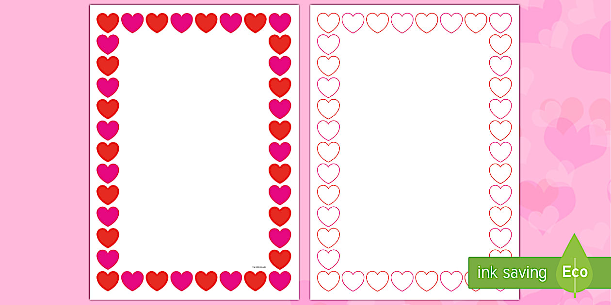 Love Heart Border Card Template (Teacher-Made) - Twinkl