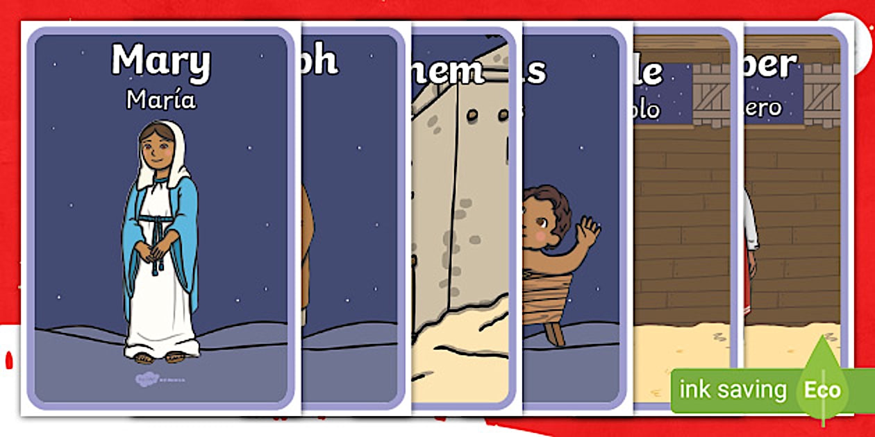 The Nativity Display Posters - English / Spanish - EAL,The Nativity Display
