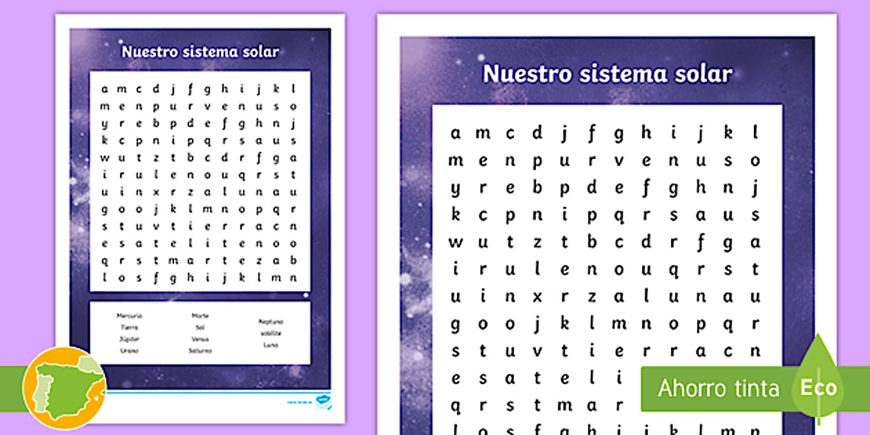 Sopa de letras - Nuestro sistema solar (teacher made)