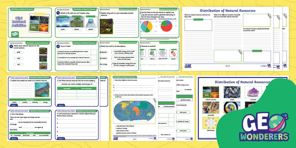 Geo Wonderers KS2: Natural Resources Assessment Pack