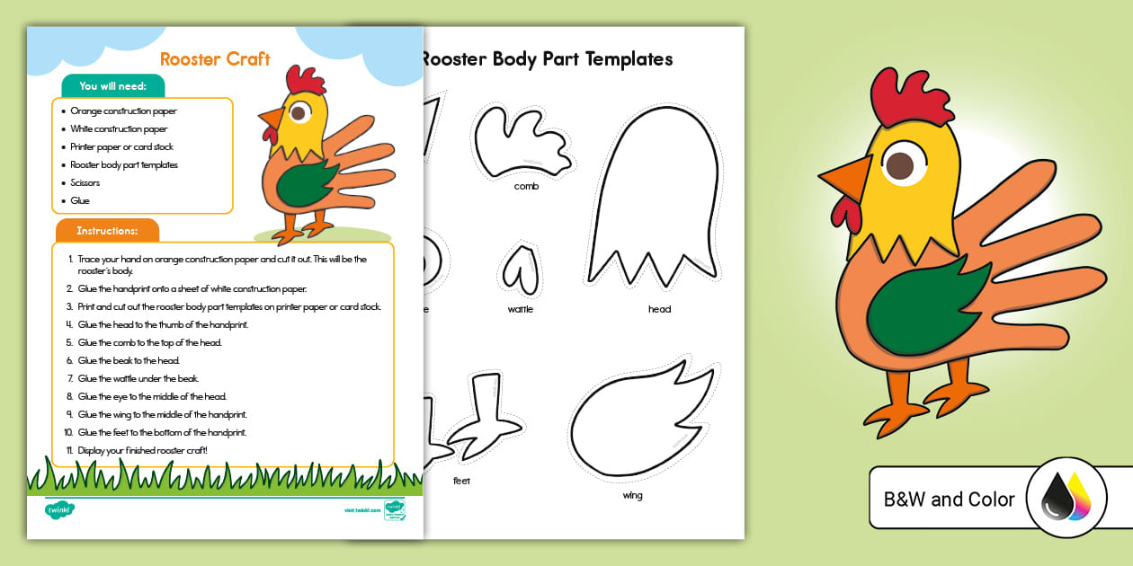 Rooster Craft (teacher made) - Twinkl