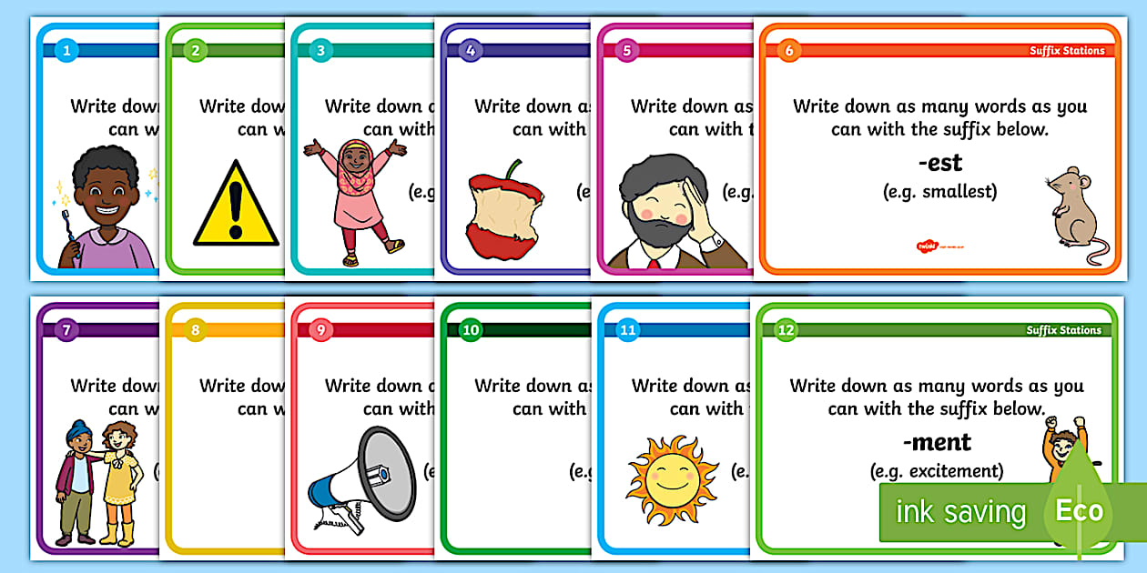 Suffixes Blether Stations (teacher made) - Twinkl
