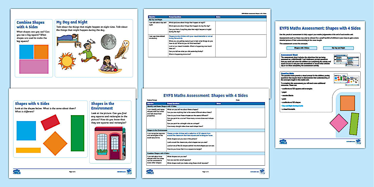 EYFS Maths Assessment: White Rose Maths Shapes with 4 Sides EYFS Maths Assessment: White Rose Maths Shapes with 4 Sides