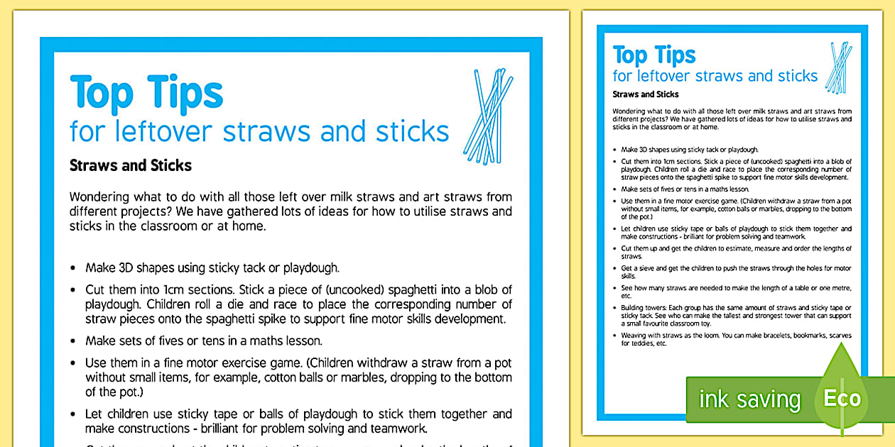 Straws and Sticks Ideas and Top Tips (teacher made)
