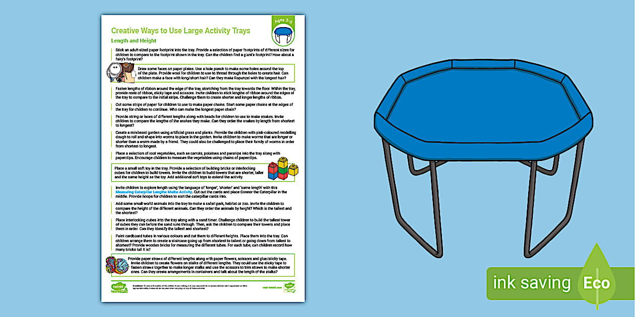 EYFS Ages 3-5 Large Activity Trays: Length and Height