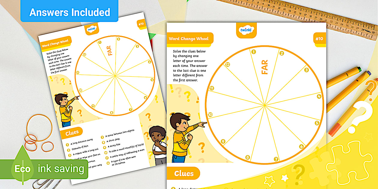 Word Change Wheel Puzzle #8 - Twinkl - Kids Puzzles