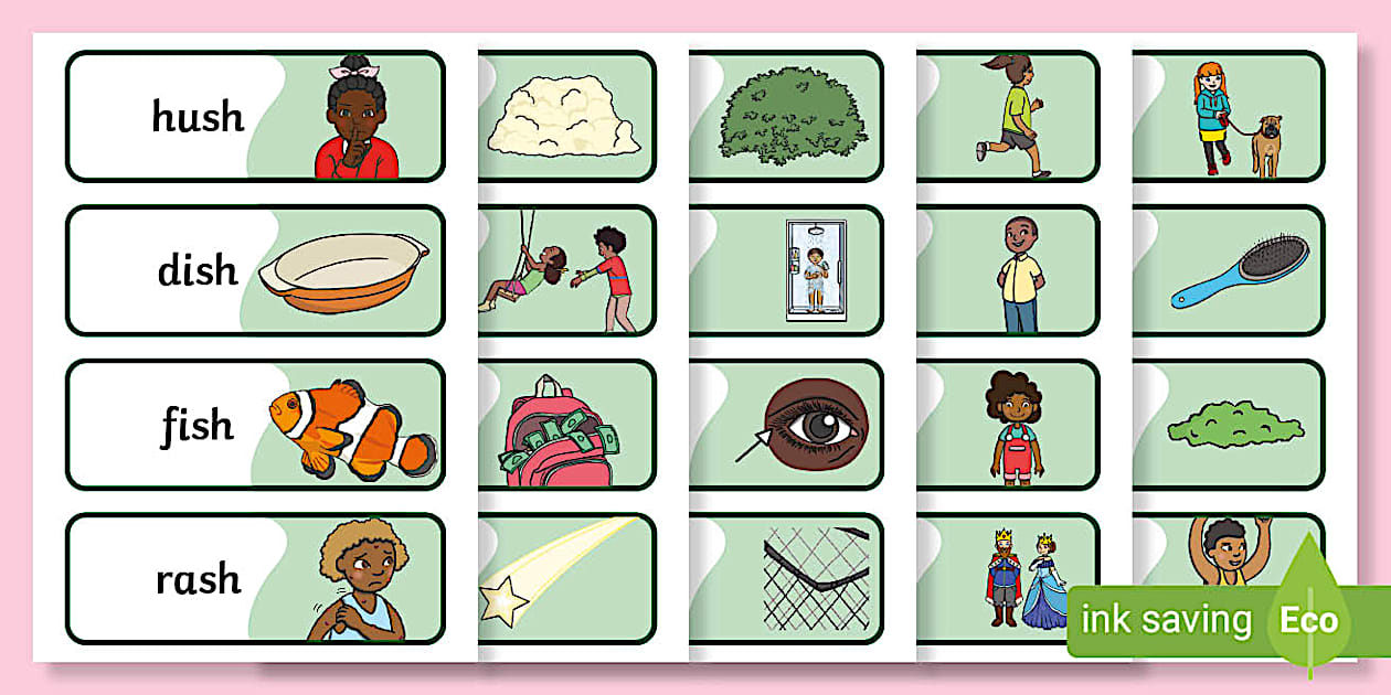Final 'Sh' Sound Word Cards - Twinkl