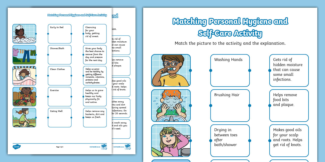 Matching Personal Hygiene and Self-Care Activity - Twinkl