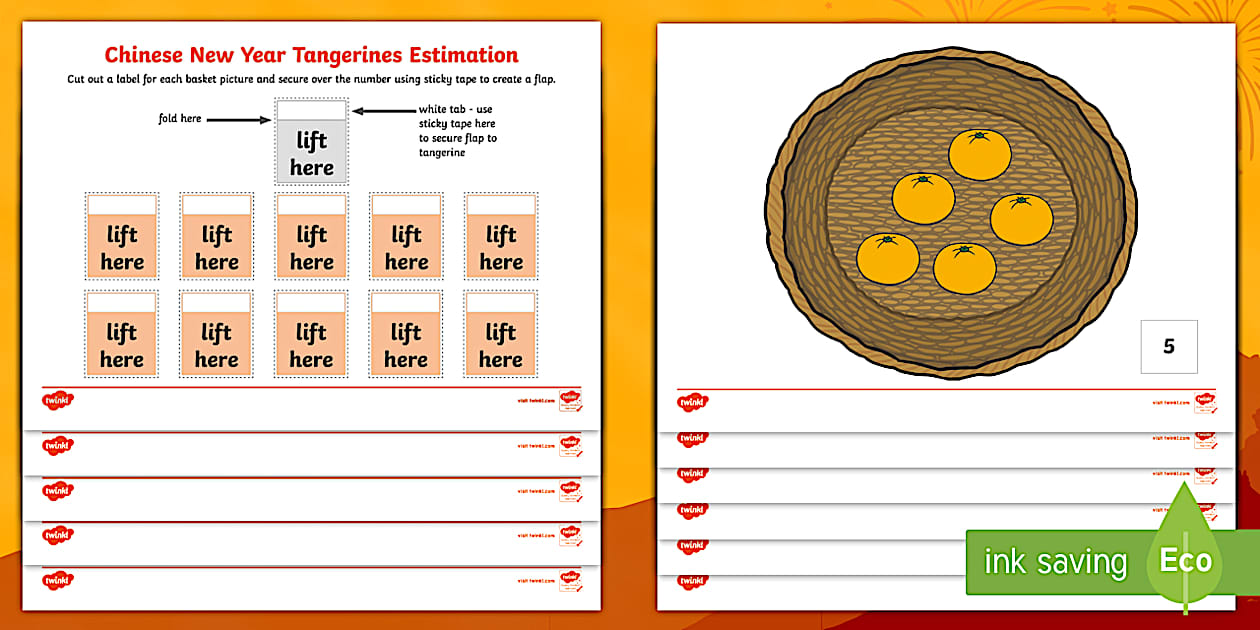 Chinese New Year Tangerines Estimation Worksheet / Worksheets
