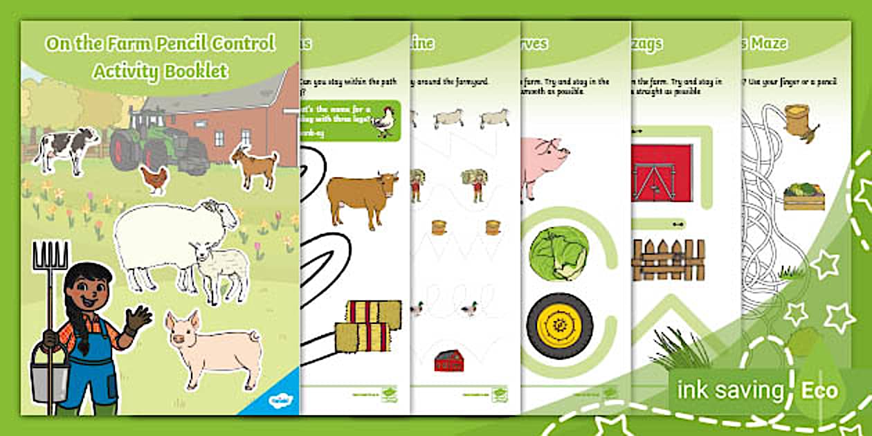 On the Farm Pencil Control Activity Booklet