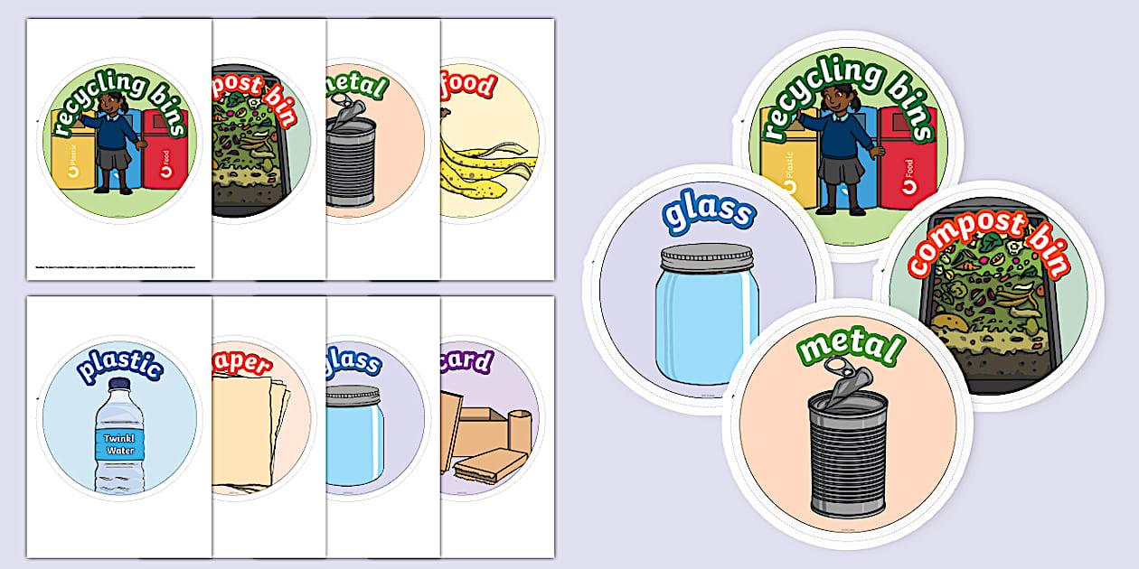 Recycling Circle Display Cut-Outs (Teacher-Made) - Twinkl