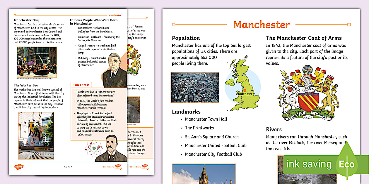 Manchester Fact File,Manchester (teacher made) - Twinkl