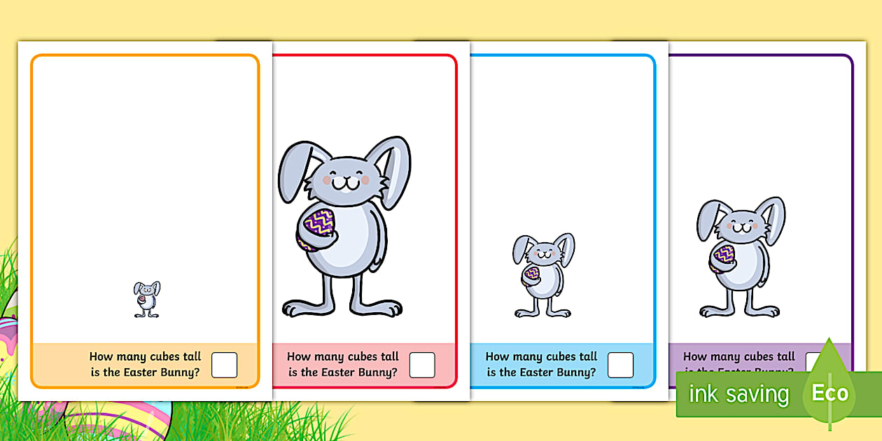 Editable Easter Bunny Measuring with Cubes Activity Mat