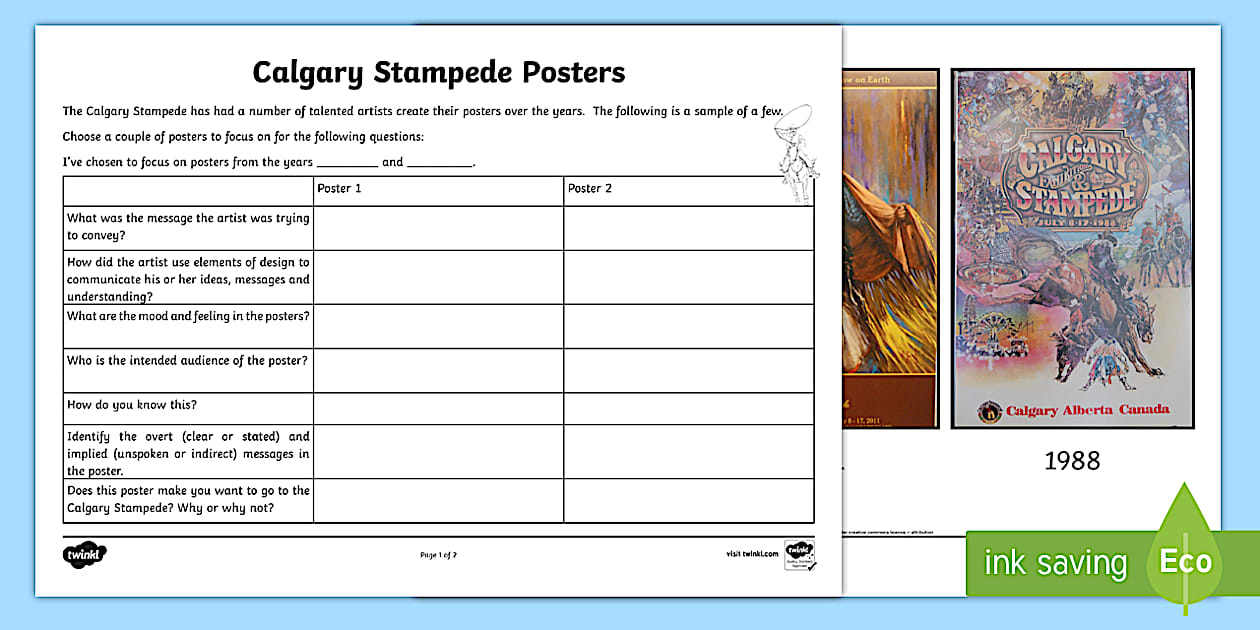 Calgary Stampede Posters Writing Worksheet / Worksheet