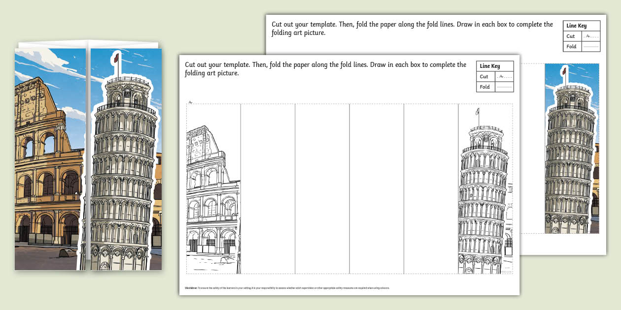 Italian Landmarks Folding Art Template - Twinkl