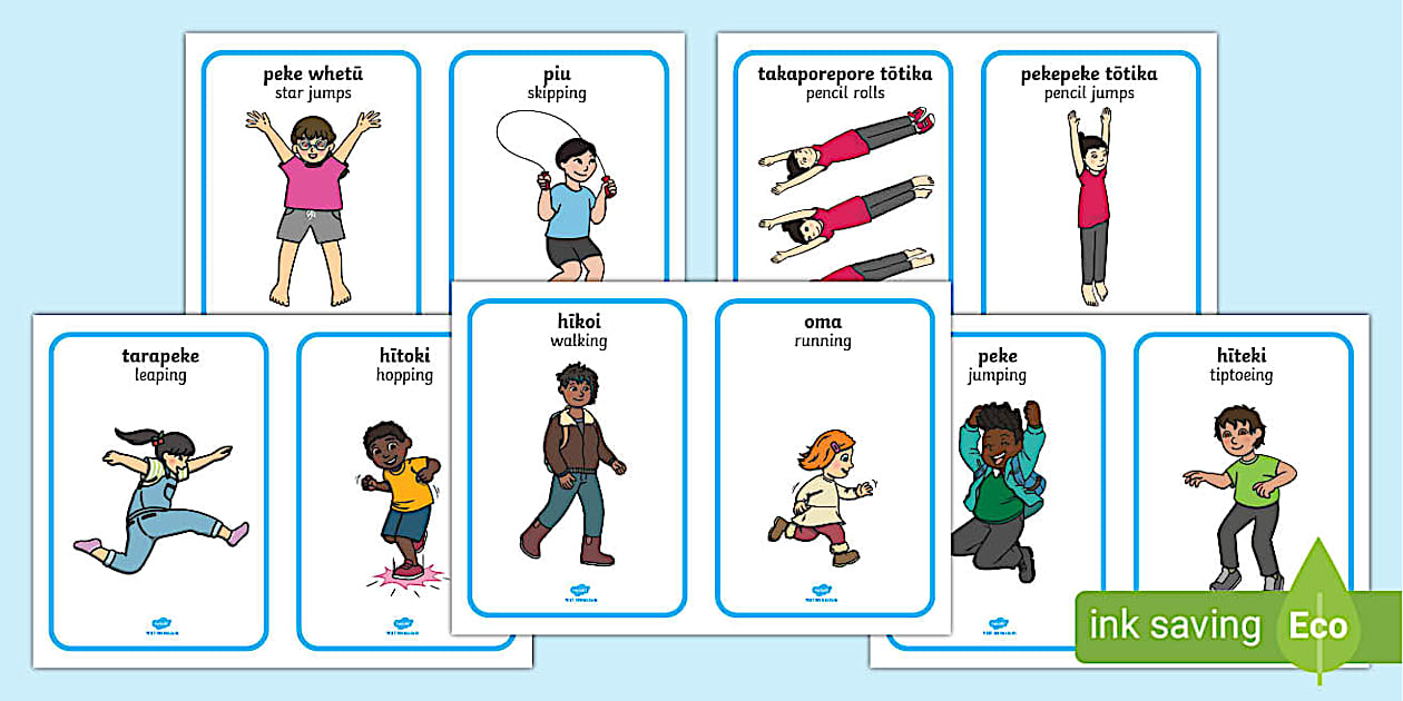 Physical Action Word and Picture Cards English/Te Reo Māori