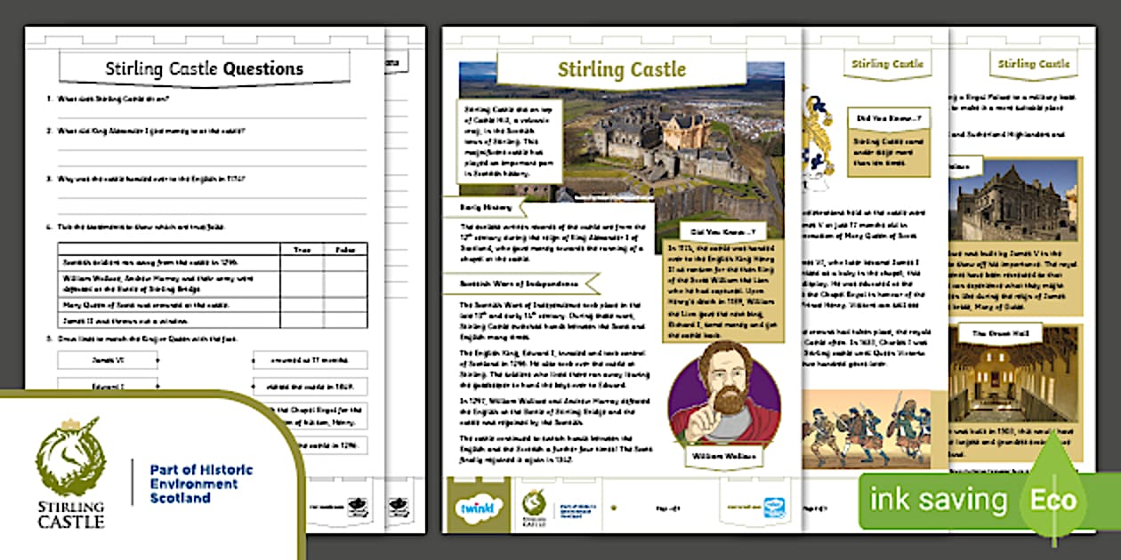 FREE! - Stirling Castle Reading Comprehension | CfE Resources
