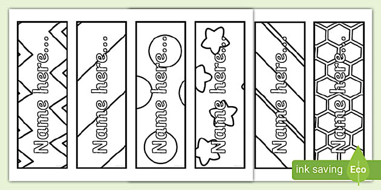 Editable Name Simple Colouring Bookmarks - Twinkl