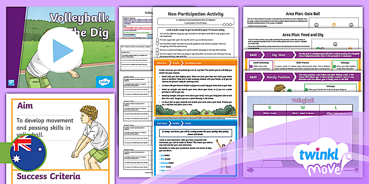 Move PE Year 6 Volleyball Lesson 1: The Dig (teacher made)