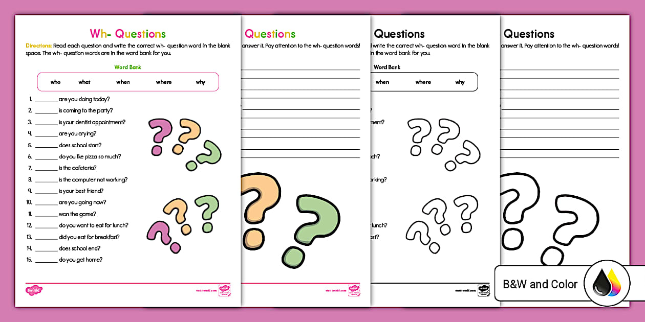 Second Grade Wh- Questions Worksheet (teacher made) - Twinkl