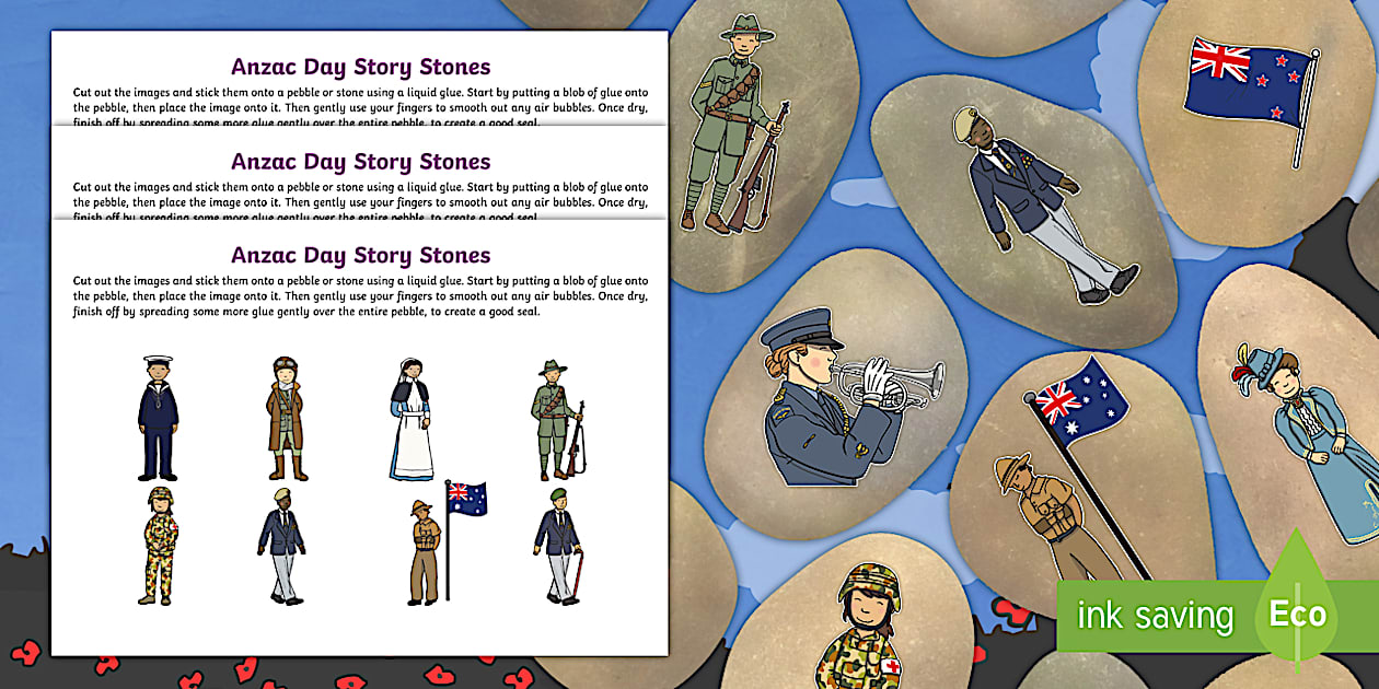 Anzac Day Story Stone Cut-Outs (teacher made) - Twinkl