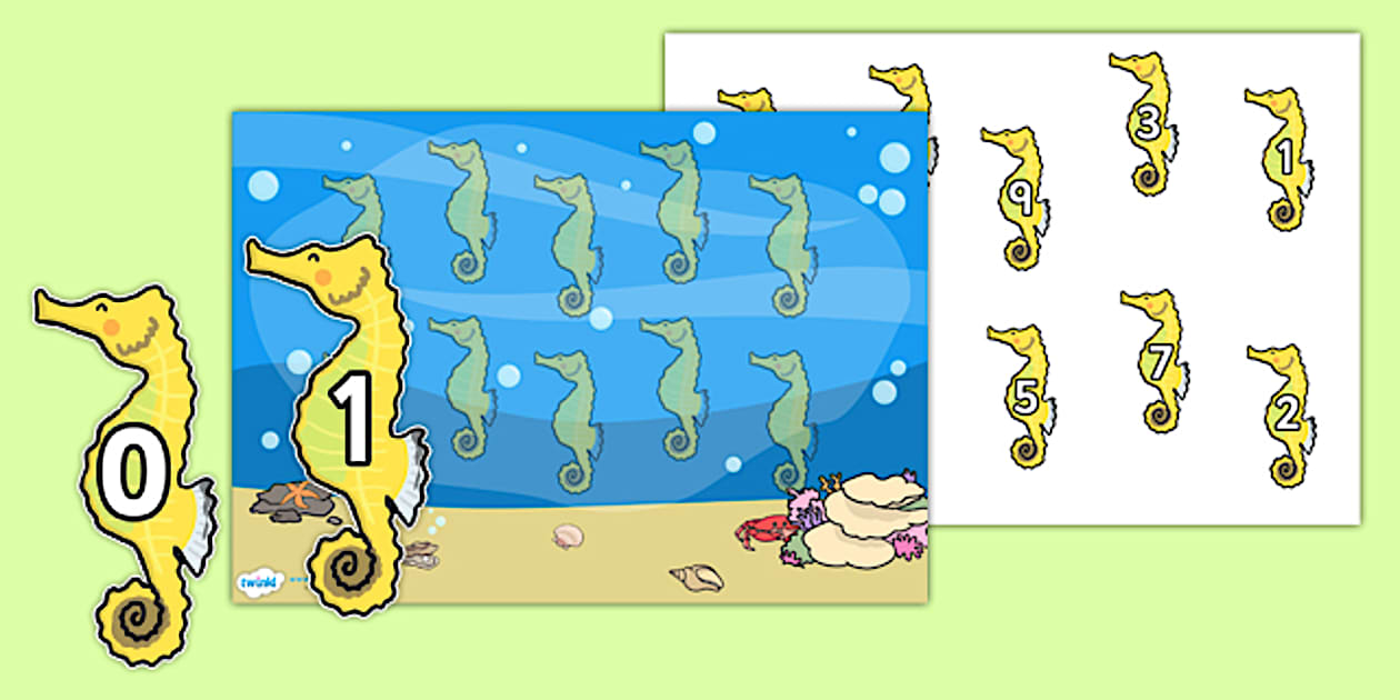 Seahorses Number Worksheet | World Ocean Day | Twinkl USA