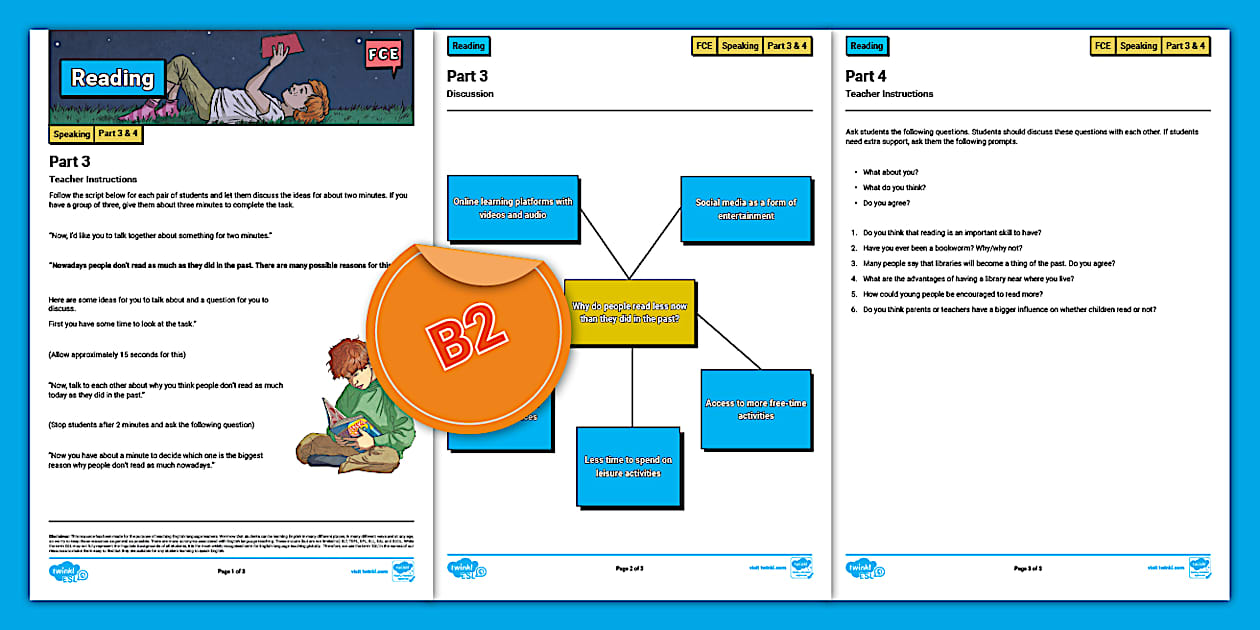 B2 First FCE Speaking Practice (professor feito) - Twinkl
