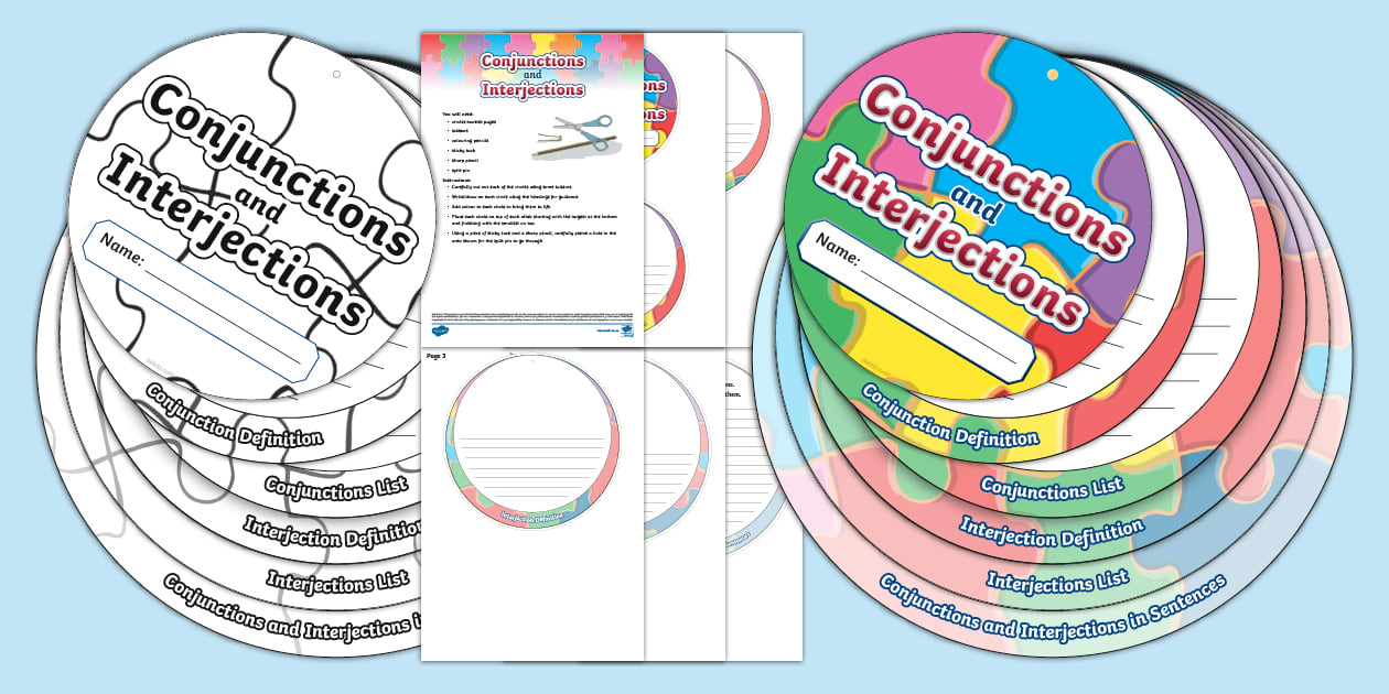 Conjunctions and Interjections Circles Booklet - Twinkl