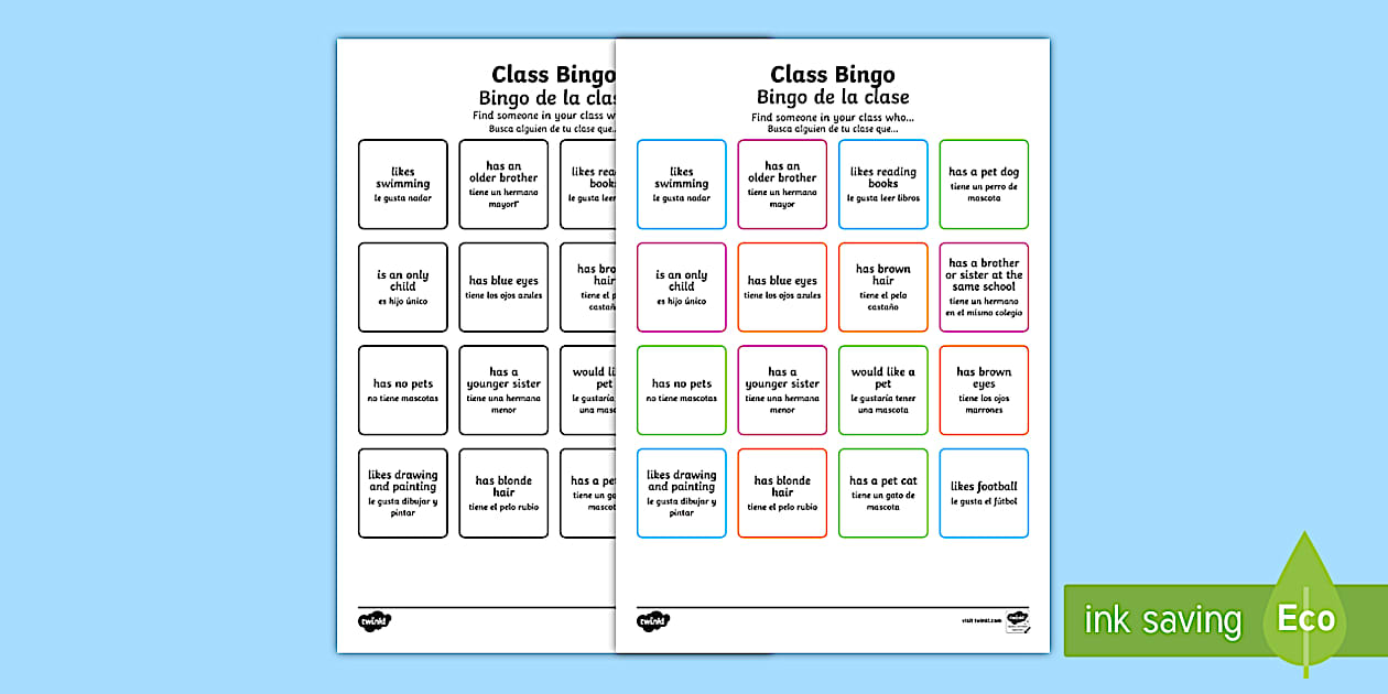 Class Welcome Transition Bingo English/Spanish - Class Welcome Transition