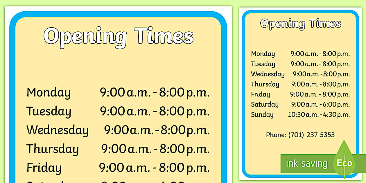 Pet Shop Opening Times Display Poster - Twinkl