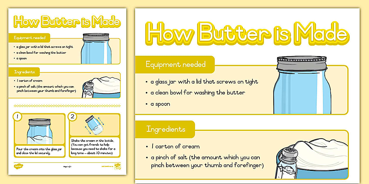 How Butter is Made - Activity Sheet (teacher made) - Twinkl