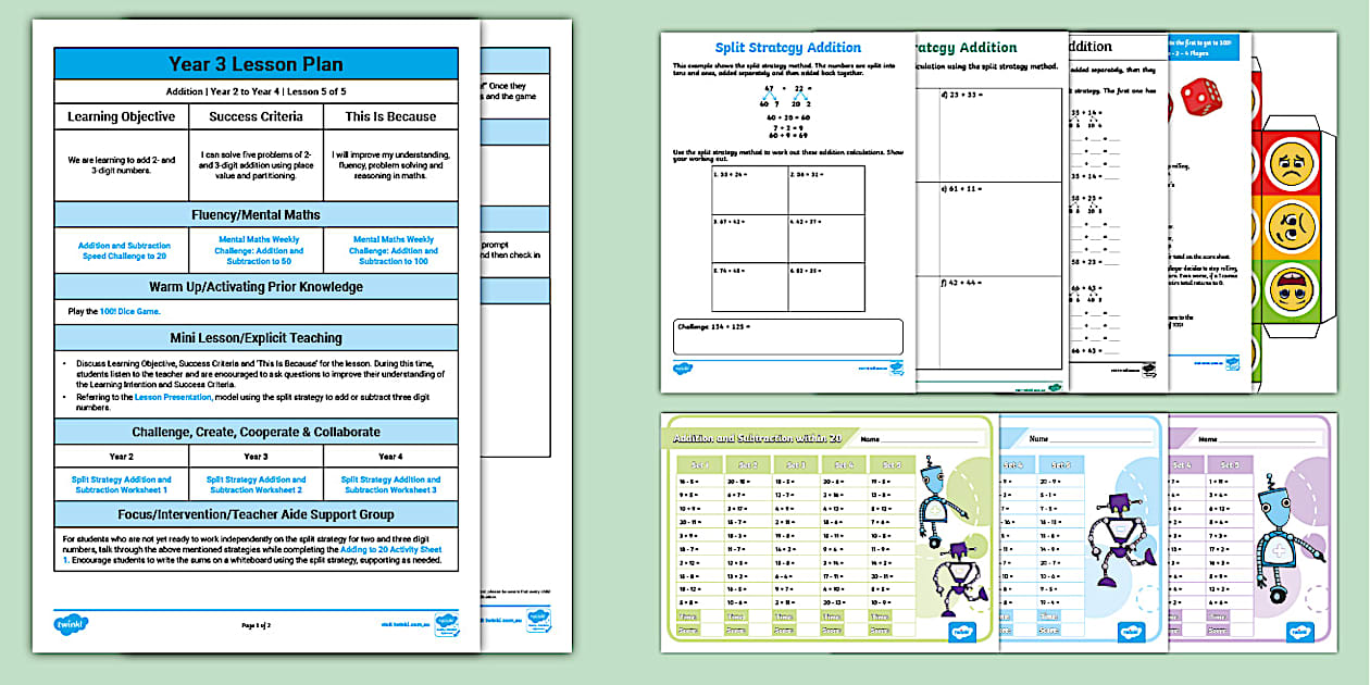 Year 3 Inclusion Addition Differentiated Lesson Plan 5